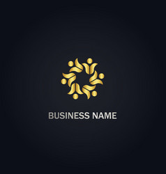 Circle abstract people unity gold logo Royalty Free Vector