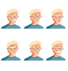 Man on six different face expressions set Vector Image