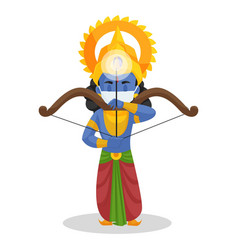 Indian lord rama with arrow and bow cartoon Vector Image