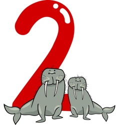 Children holding number two banner Royalty Free Vector Image