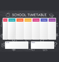 School timetable schedule template student lesson Vector Image