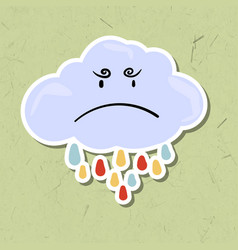 Clouds weather sticker with smiling face cute Vector Image