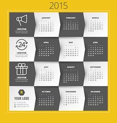 Desk calendar 2015 template week starts monday Vector Image