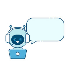 Cute smiling robot chat bot say hi Royalty Free Vector Image