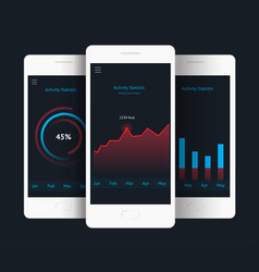 Flat linear graph chart Royalty Free Vector Image