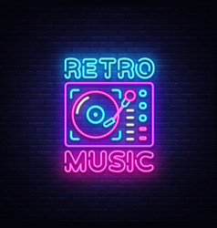 Dj music neon sign night party design Royalty Free Vector