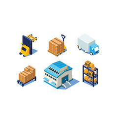 Logistics isometric set Royalty Free Vector Image
