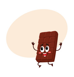 Two funny chocolate bar characters one jumping Vector Image