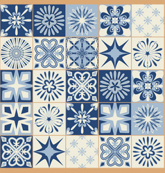 Spanish style blue ceramic tiles classic Vector Image