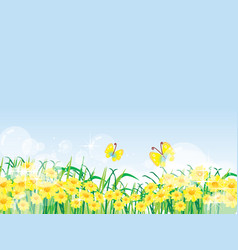 Seamless floral border with spring flowers Vector Image