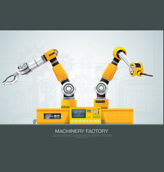 Machine robotic robot arm hand factory Royalty Free Vector