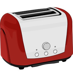 Red toaster with toasted bread for breakfast Vector Image