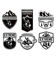 Ski and snowboard club emblem Royalty Free Vector Image