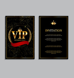Vip banners premium invitation card with golden Vector Image