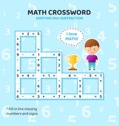 Math crossword puzzle addition and subtraction Vector Image