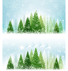 Christmas trees snowy forest pixel art 8 bit Vector Image