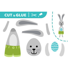 Cut and glue rabbit with yellow narcissus spring Vector Image