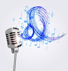 Old microphone and musical notes Royalty Free Vector Image