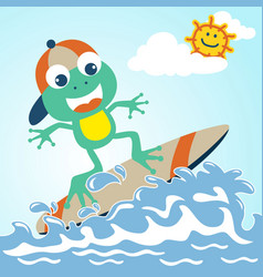 Cartoon frogs cute amphibian mascots frogspawn Vector Image