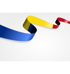 Romanian flag wavy ribbon background Royalty Free Vector