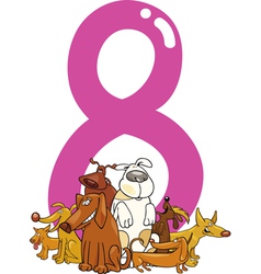 Counting number nine with pig and chicks Vector Image