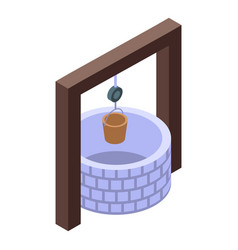 Stone and wood water well Royalty Free Vector Image