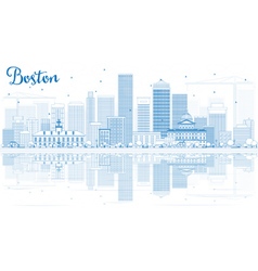 Outline boston skyline with blue buildings Vector Image