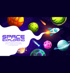 Cartoon astronaut in space spaceman rocket stary Vector Image