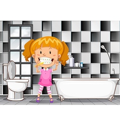 Kids brushing teeth in bathroom Royalty Free Vector Image
