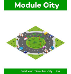 Urban crossroad with cars and pedestrian paths Vector Image