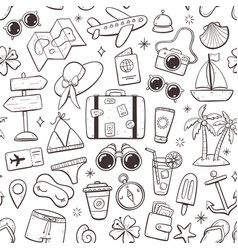 Beach summer doodle collection Royalty Free Vector Image