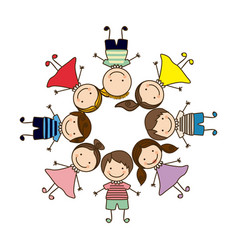 Colorful border with half body group cartoon Vector Image