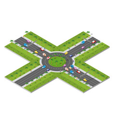 Urban crossroad with cars and pedestrian paths Vector Image