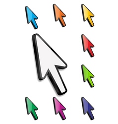 Mouse cursor simple flat color icons set Vector Image