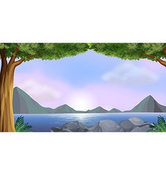 Misty river landscape Royalty Free Vector Image