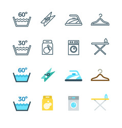 Hand washing flat line icon set Royalty Free Vector Image