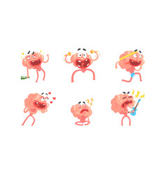 Cartoon brain in different roles Royalty Free Vector Image