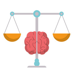 Hand holding balance scale human brain and heart Vector Image