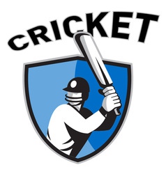 Cricket sports shield Royalty Free Vector Image