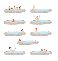 Hot spring objects icons set Royalty Free Vector Image