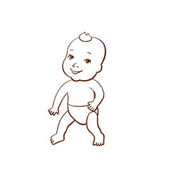 Walking baby first steps one line drawing Vector Image