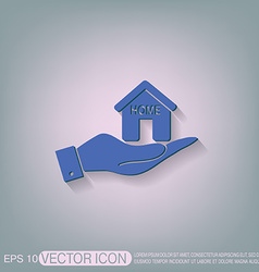 Hand holding a house icon home sign Royalty Free Vector