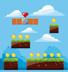 Pixel art game development set - progress bar Vector Image