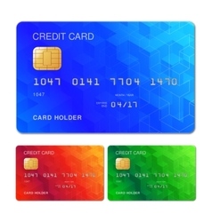 Realistic blue and red bank credit card template Vector Image