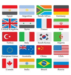 Simple color curved flags of different country Vector Image