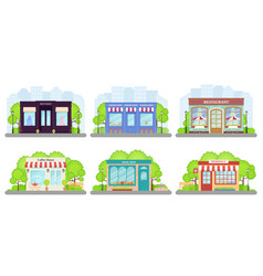 Shops facades laundry building hardware store Vector Image