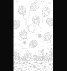 Easter bunny flies with balloons Royalty Free Vector Image