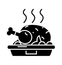 Roast chicken outline Royalty Free Vector Image