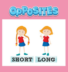 Opposite adjectives long and short Royalty Free Vector Image