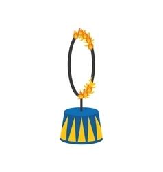 Cartoon tiger jumps through ring of fire Vector Image